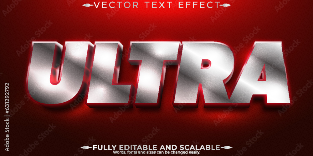 Metallic ultra text effect, editable shiny and gamer text style Stock ...