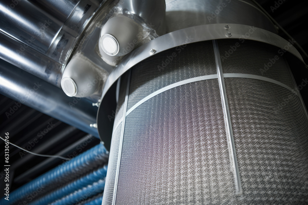 Extremely close-up view of a dust collector's filter system for ...