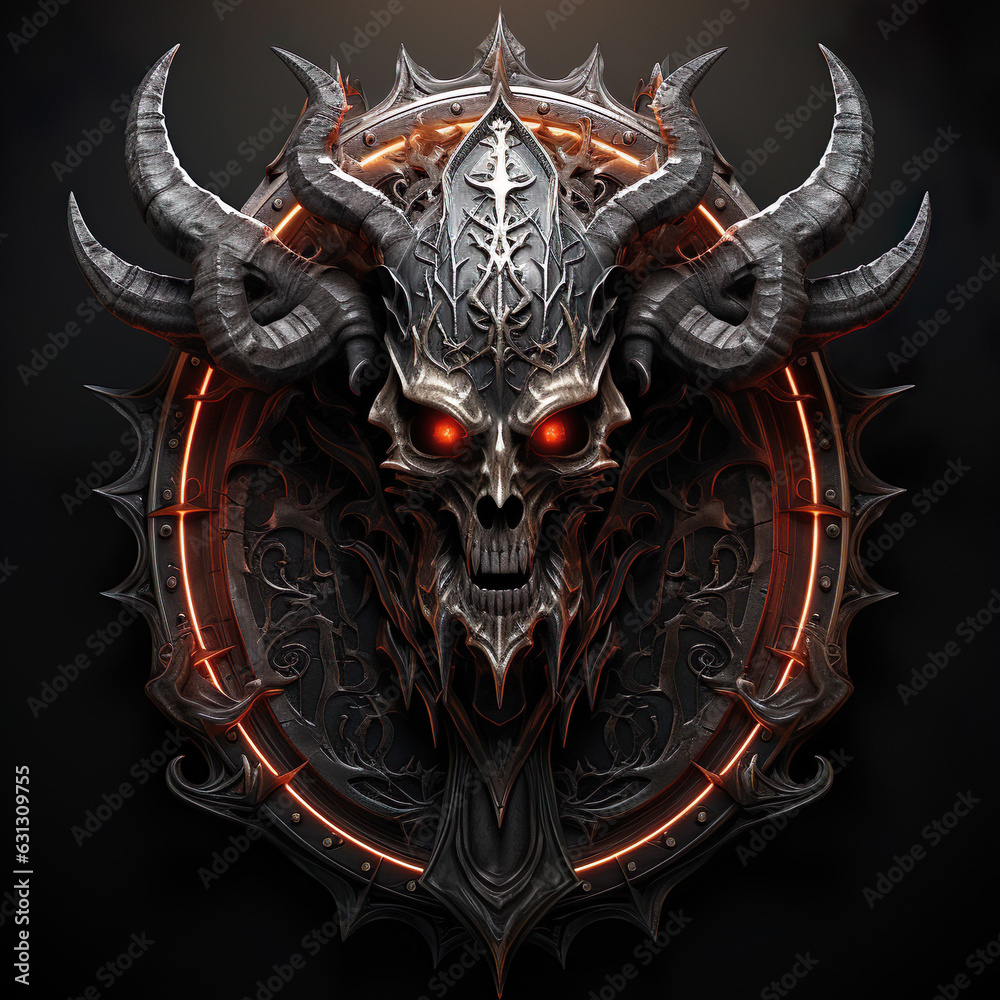 Epic High Fantasy Norse mythology Viking Evil Demonic themed logo coat ...