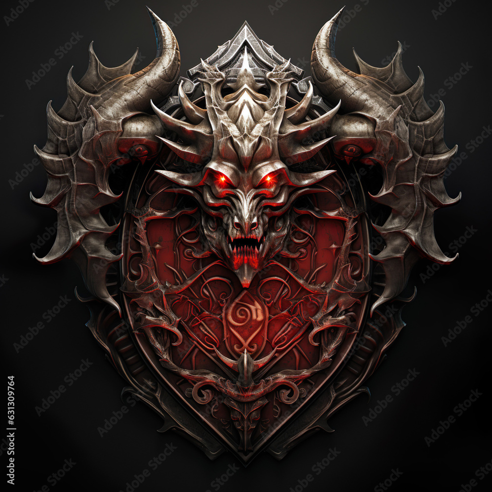 Epic High Fantasy Norse mythology Viking Evil Demonic themed logo coat ...