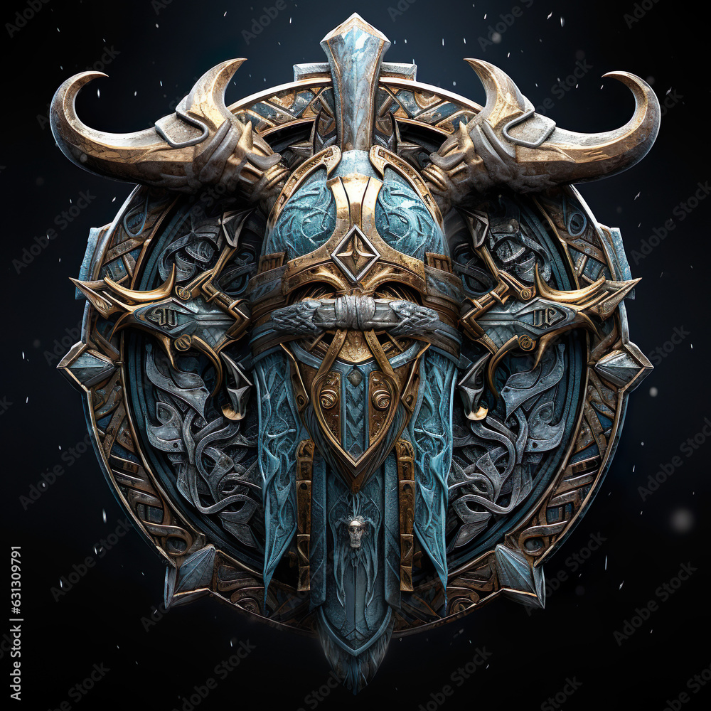 Epic High Fantasy Norse mythology Viking themed logo coat of arms ...