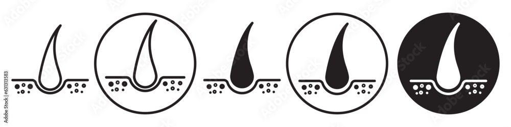 Hair symbol Icon. Shiny hair follicle growth on bald head vector logo ...