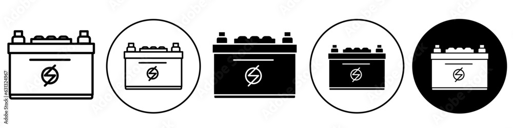 Battery symbol Icon. Flat outlined logo of automotive zinc or lithium ...
