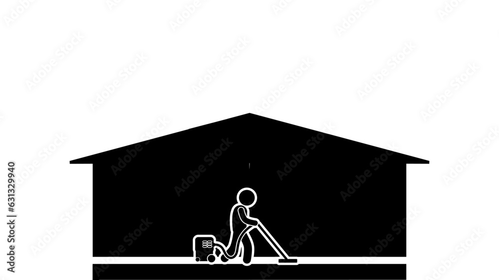 illustration and icon stick figure,stickman,pictogram. House washing ...