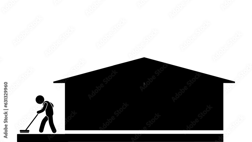 illustration and icon stick figure,stickman,pictogram. House washing ...
