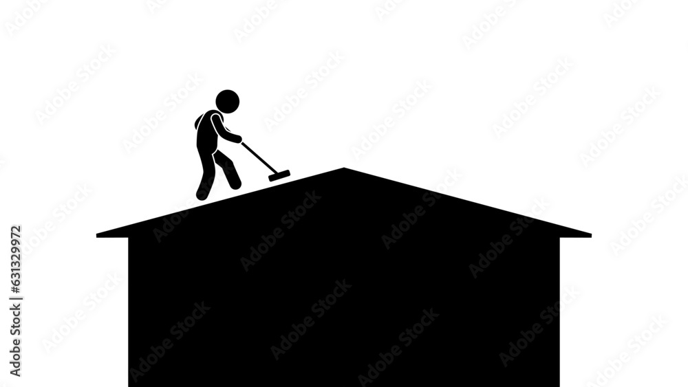 illustration and icon stick figure,stickman,pictogram. House washing ...