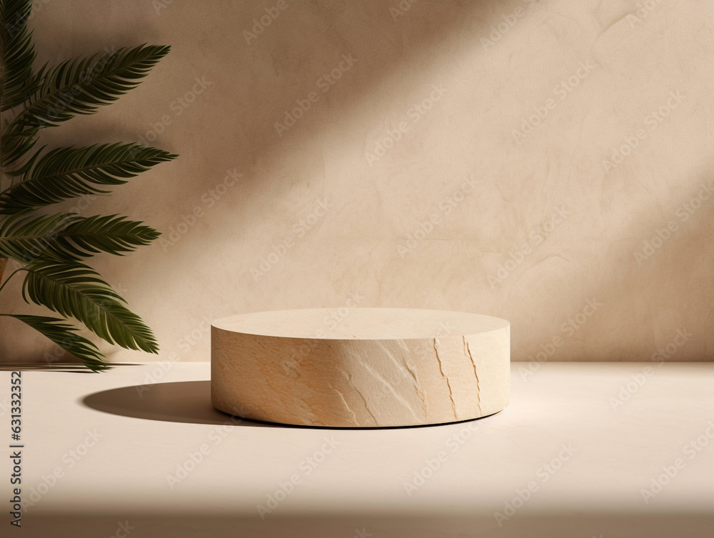 product display natural podium pedestal beige color background cream ...
