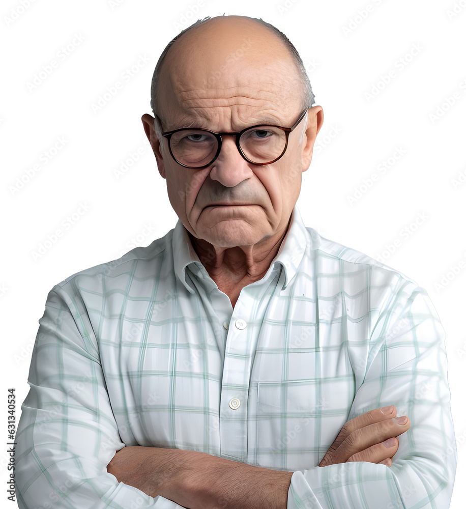 Grumpy old man frowning. Generative AI. Stock Illustration | Adobe Stock