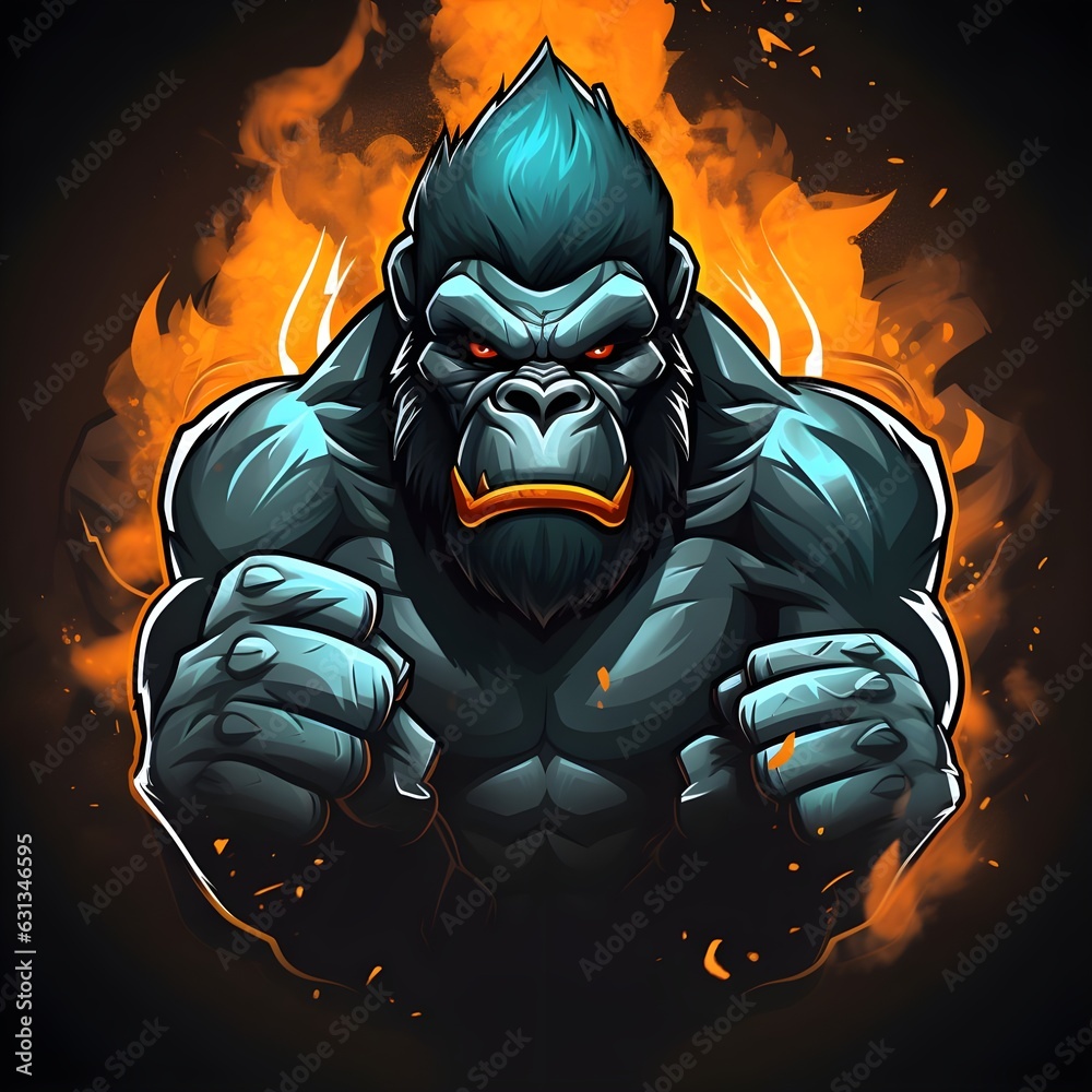 Muscular gorilla mascot design, Angry gorilla head or face mascot with ...
