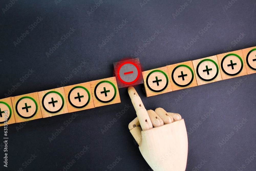 positive and negative signs. check mark concept. negative marks are ...