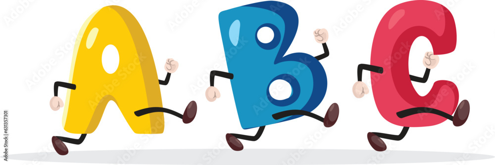 Photo & Art Print Funny Letters Characters Running Together Vector ...