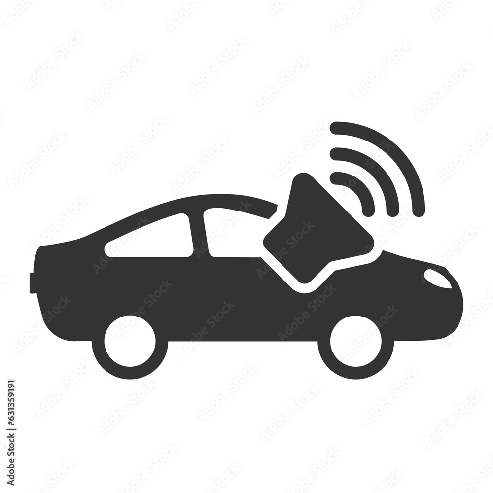 Vector illustration of car sound icon in dark color and transparent ...