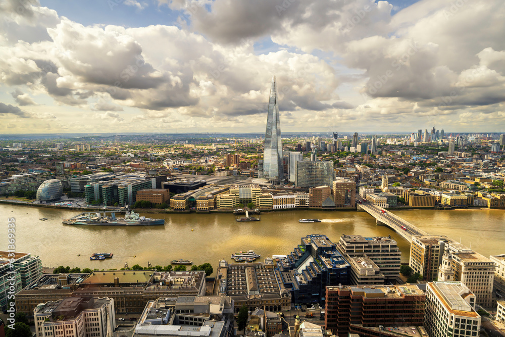 London cityscape, aerial panoramic view of the city of London skyline ...