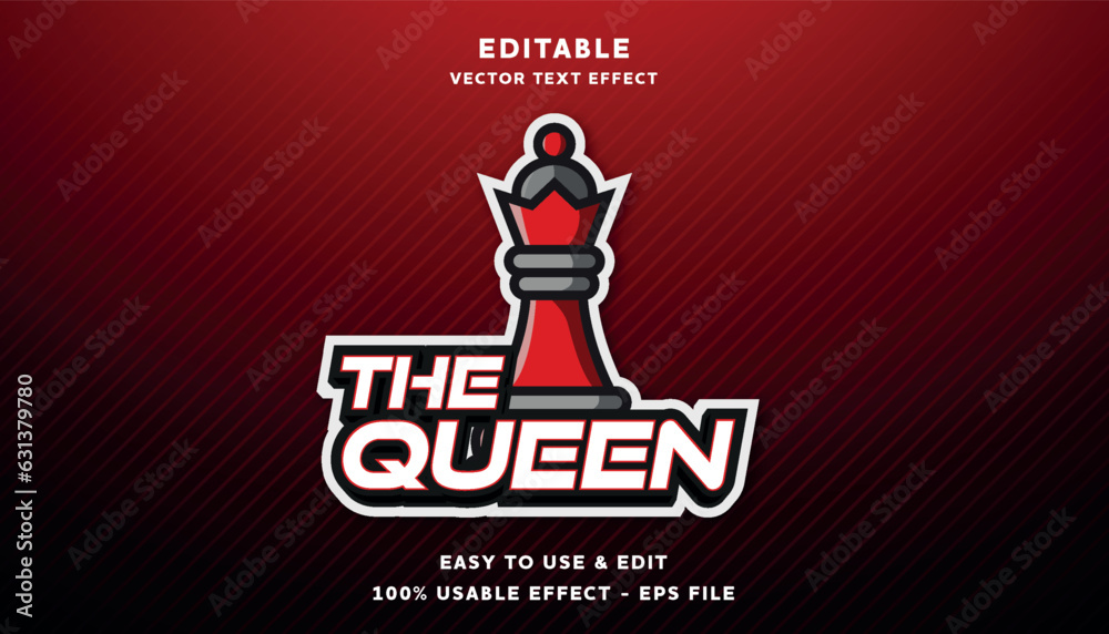 the queen vector text effect with modern style design usable for logo ...
