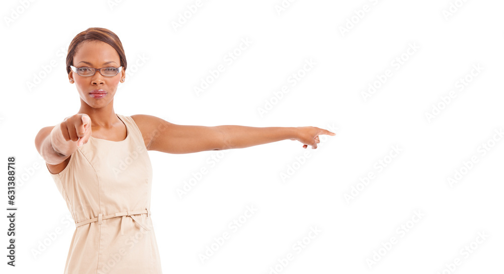 Hand, pointing to you and portrait of angry, teacher with strict ...