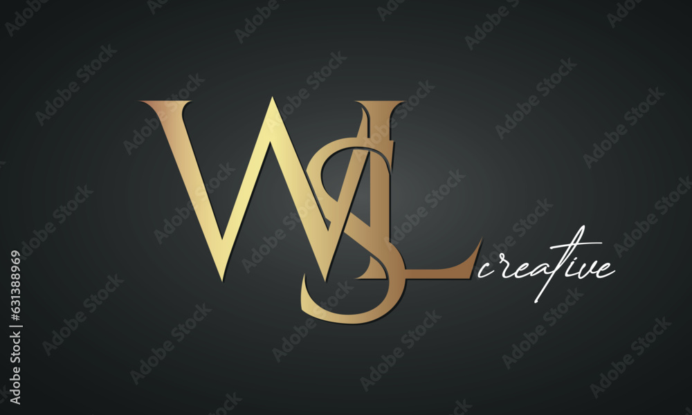 luxury letters WSL golden logo icon premium monogram, creative royal ...