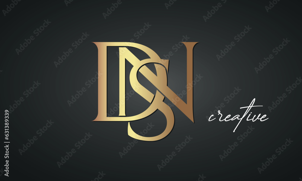 luxury letters DSN golden logo icon premium monogram, creative royal ...