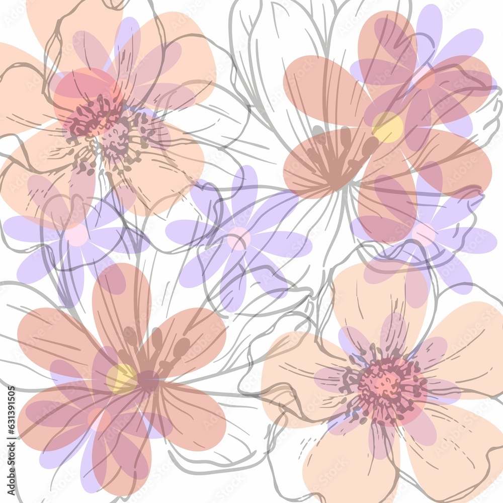 Blossom floral transparent background illustration. Beautiful garden ...