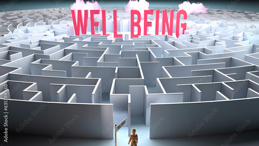 A vulnerable person in front of a big obstacle and a challenge to find ...