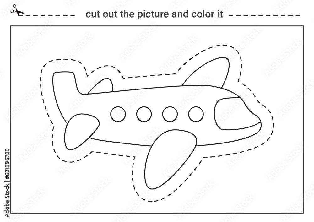 Cut out picture and color it. Black and white worksheet for kids ...