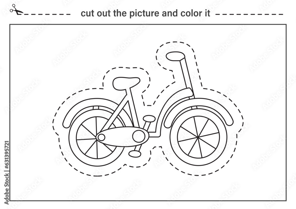 Cut out picture and color it. Black and white worksheet for kids ...