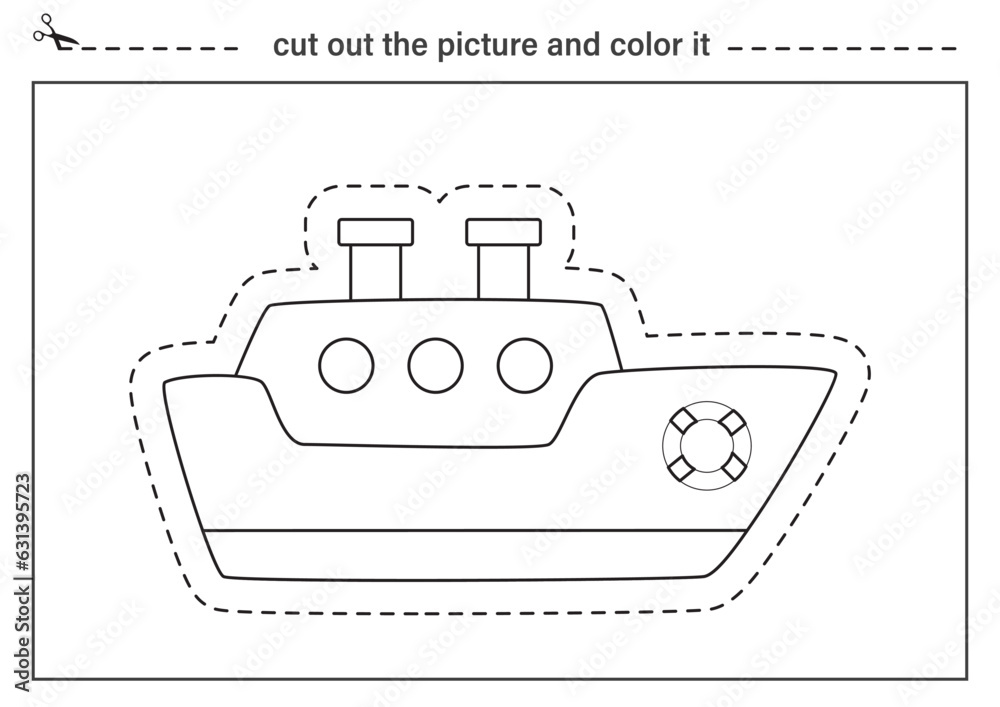 Cut out picture and color it. Black and white worksheet for kids ...