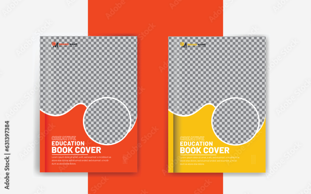 Education book cover design template in a4 annual report, School ...