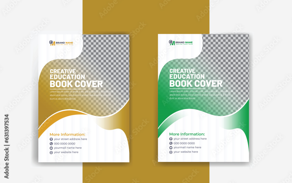 Education book cover design template in a4 annual report, School ...