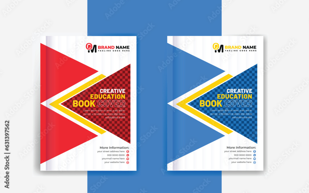 Education book cover design template in a4 annual report, School ...