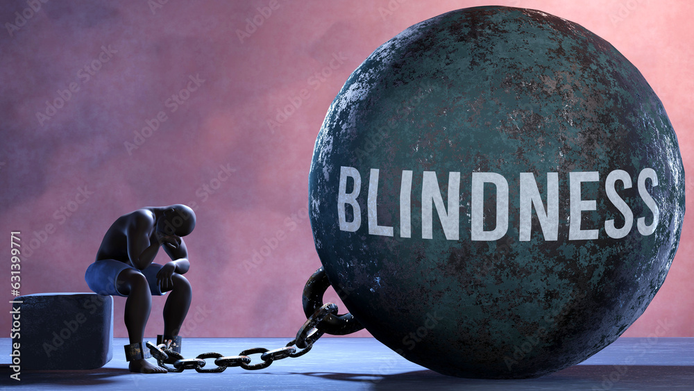 Blindness - a metaphor showing human struggle with Blindness. Resigned ...