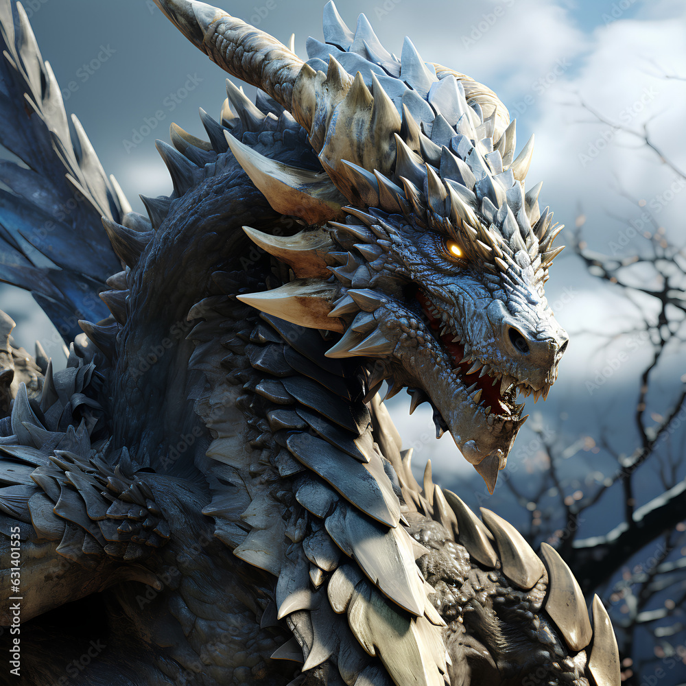 ferocious dragons of breeding season, Created with generative AI Stock ...