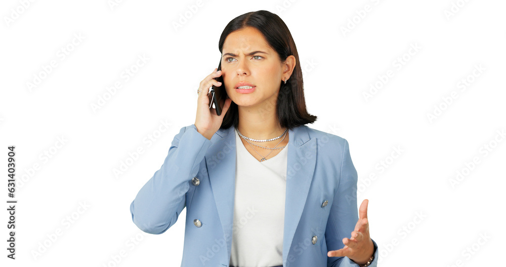 Phone call, arguing or anger with a woman frustrated while isolated on ...