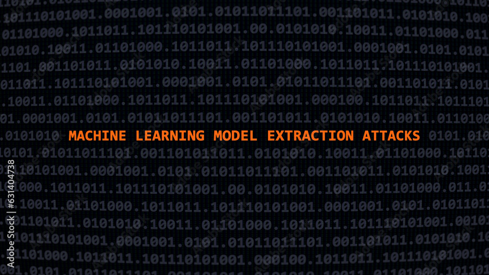 Cyber attack machine learning model extraction attacks. Vulnerability text in binary system ...