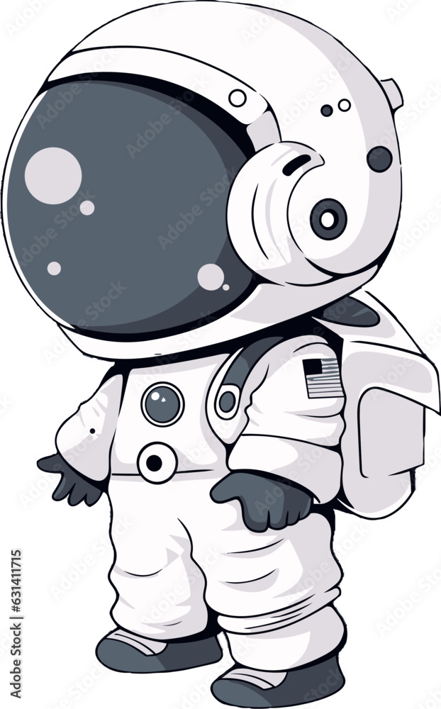 Little cartoon astronaut isolated on transparent white background ...