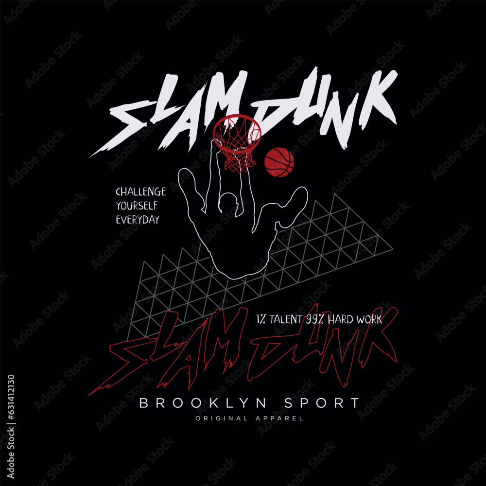 Vector Basketball SLAM DUNK. Sport typography, t-shirt graphics, poster ...