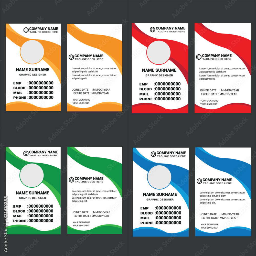Vetor de Corporate identity card template collection with photo ...