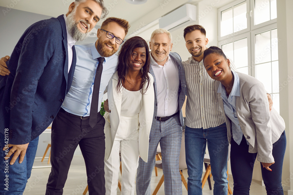 Diverse business team having fun at work. Group of happy, joyful ...