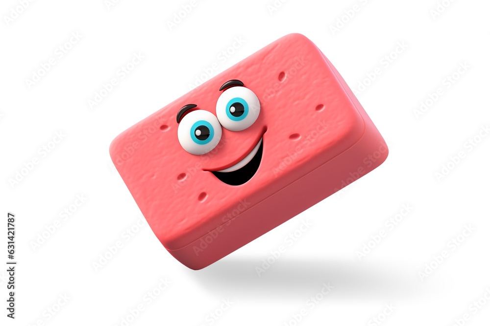 Cute pink eraser character smiling. PNG file with transparency. Ai ...