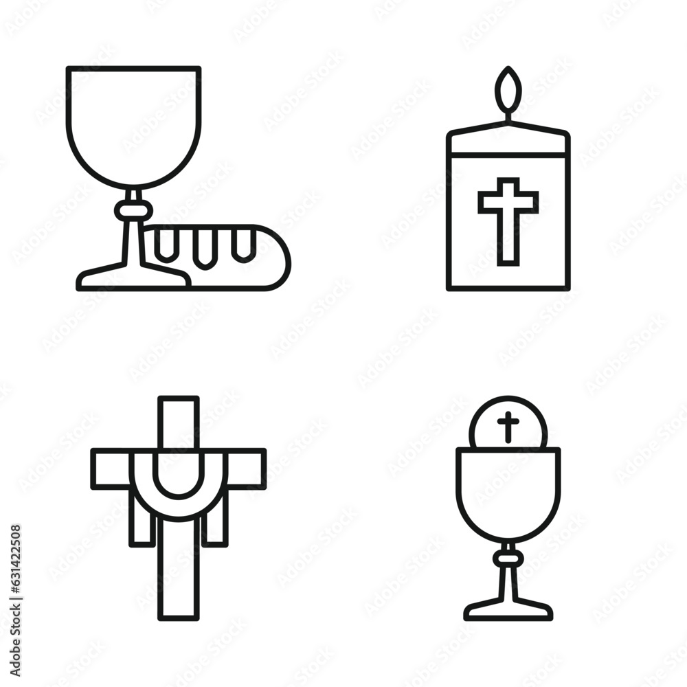 Editable Set Icon of Eucharistic liturgy Catholic, Vector illustration ...