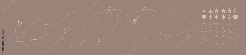 Arch frame aesthetic element, set simple frame and elements, simple ...