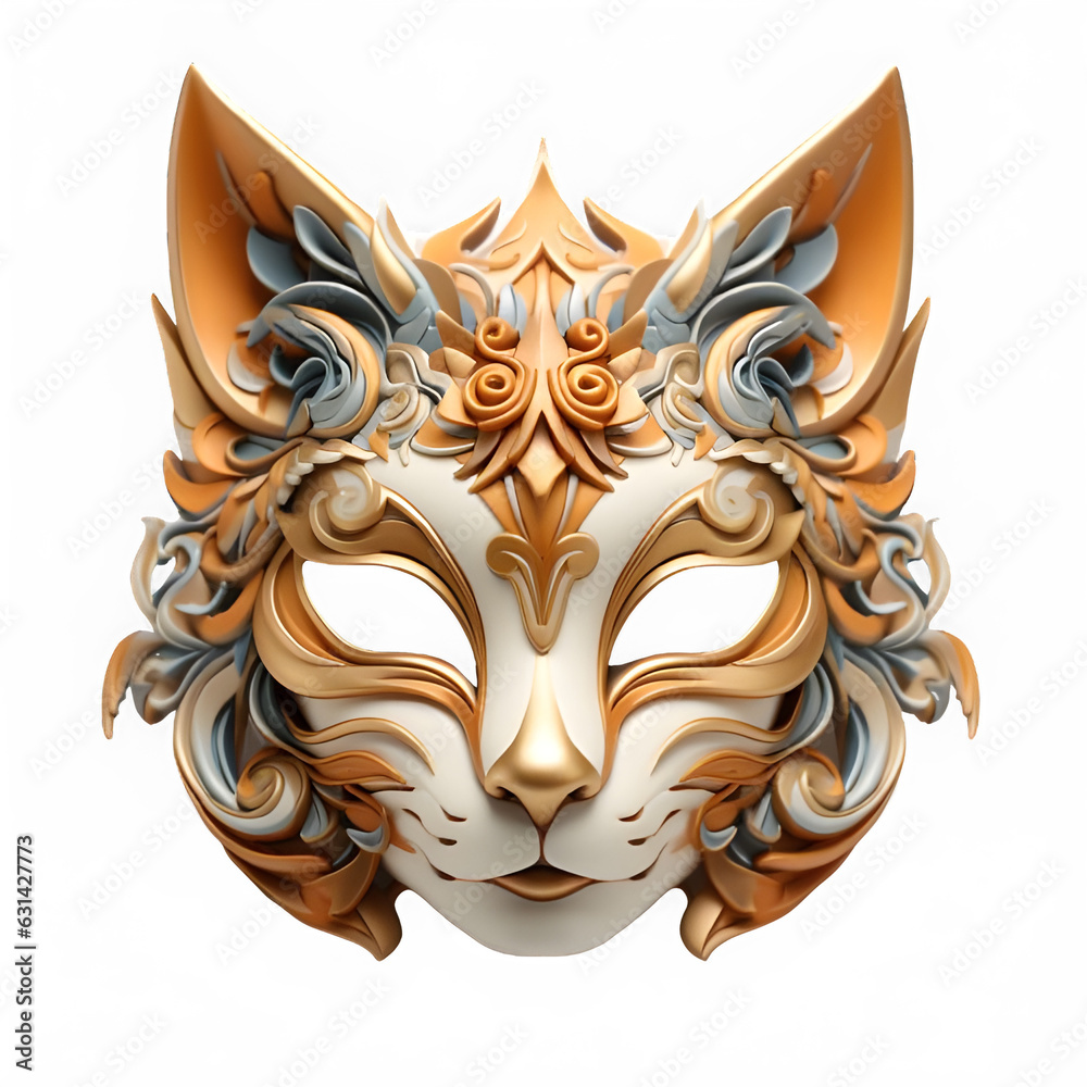 japanese cat mask isolated on transparent background ,kitsune mask cut ...