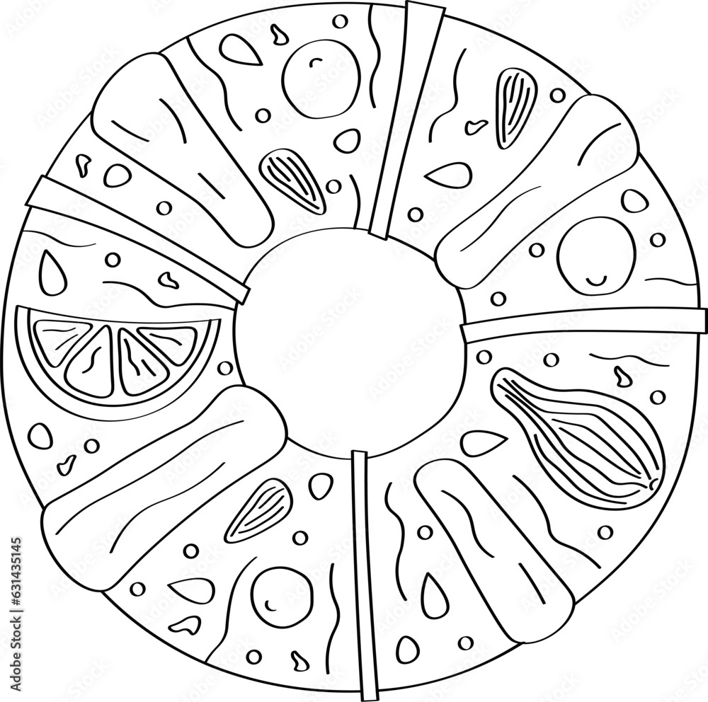 Christmas king cake, typical mexican, portuguese christmas cake vector ...