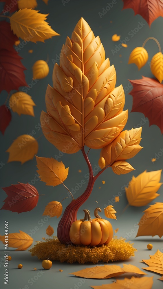 Beautiful 3D Fall October Aesthetic Wallpaper Stock Illustration ...