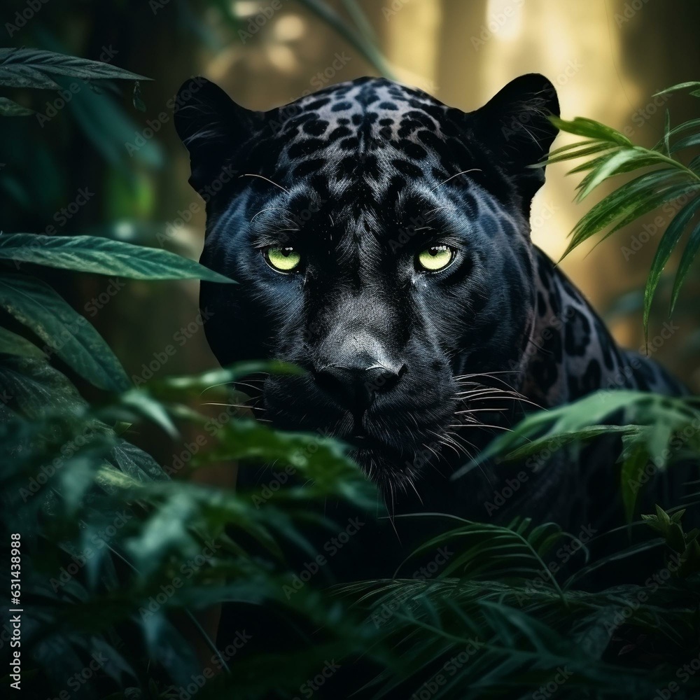 black panther animal big cat in jungle cinematic hd Stock Illustration ...