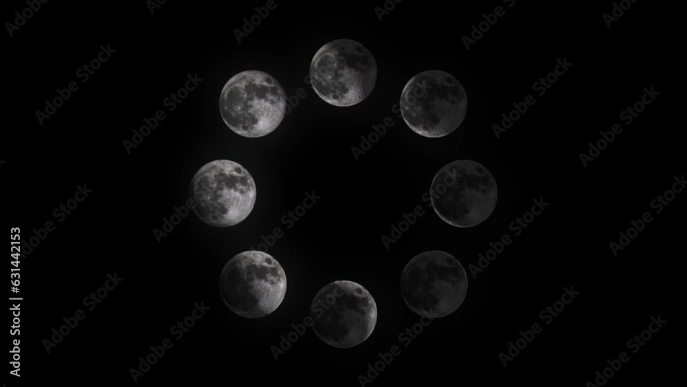 High resolution time lapse video showing the phases of the moon from ...