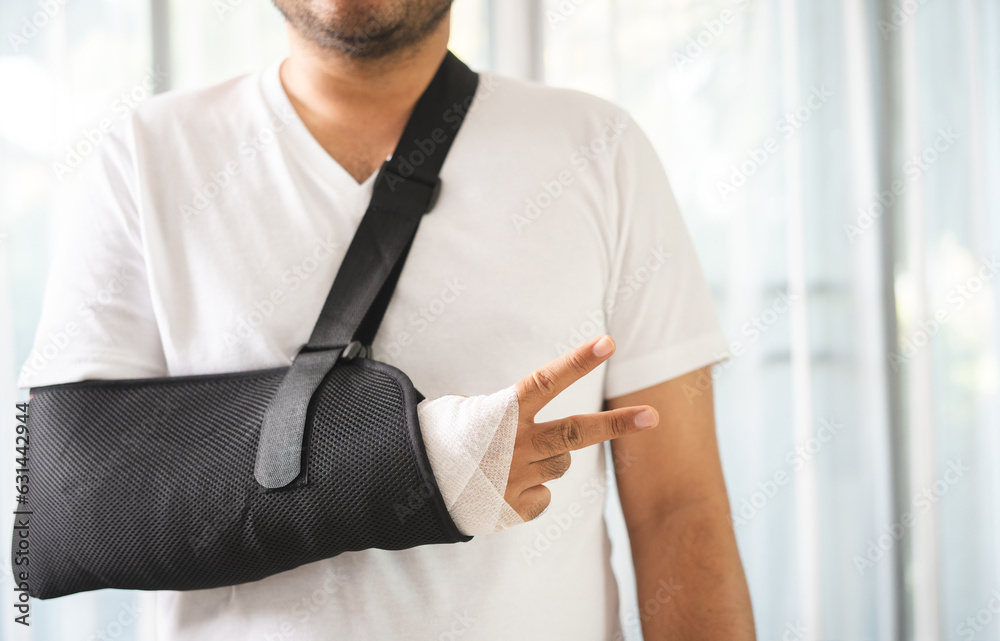 Social security and health insurance concept. Young Man suffer pain ...