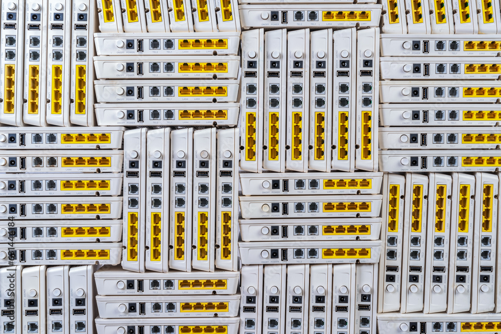 Electronic e-waste recycling industry, old network device, internet ...