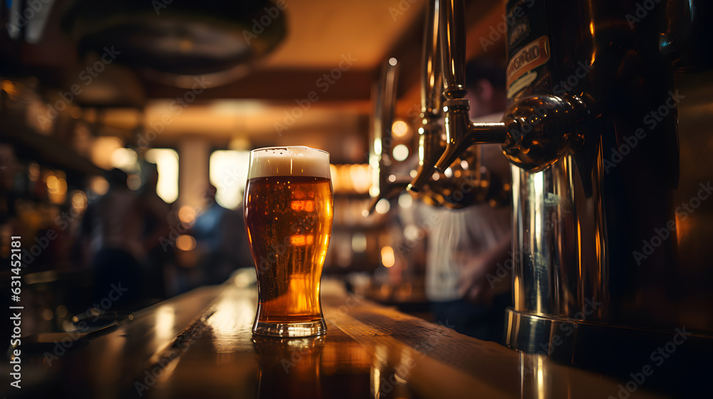 une pinte de bière posé sur un bar Stock Illustration | Adobe Stock