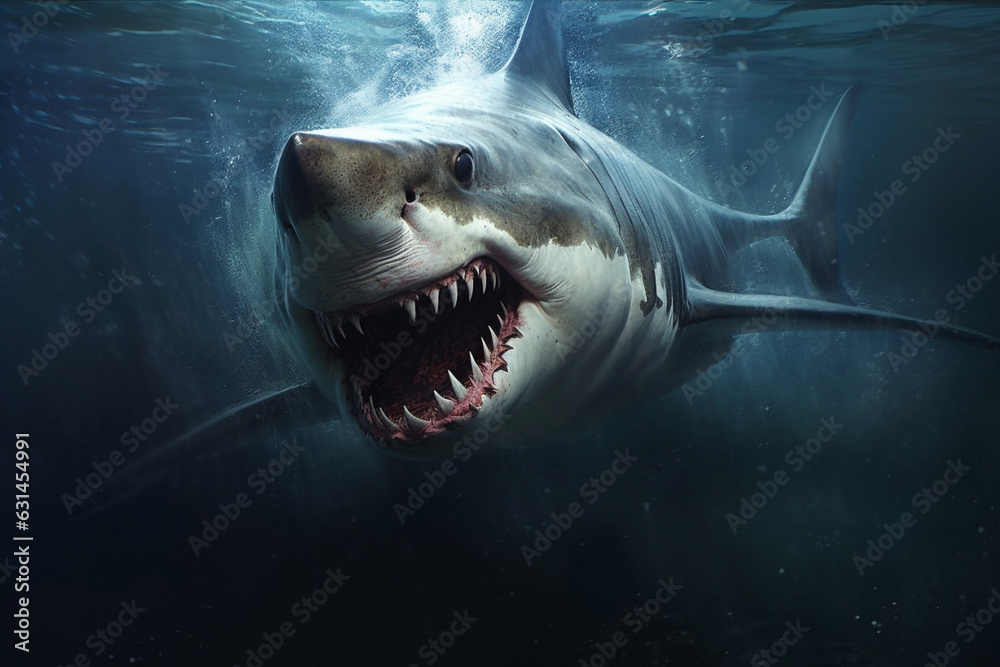 Encounter the terrifying presence of a massive killer shark lurking ...