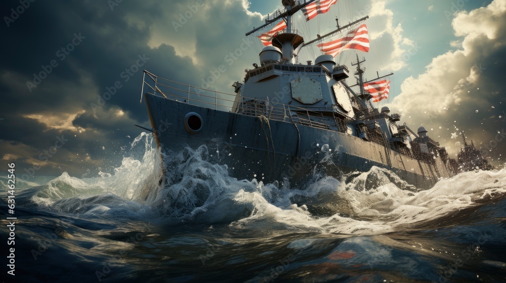 Us navy day background with flag in wave shape Stock Illustration ...